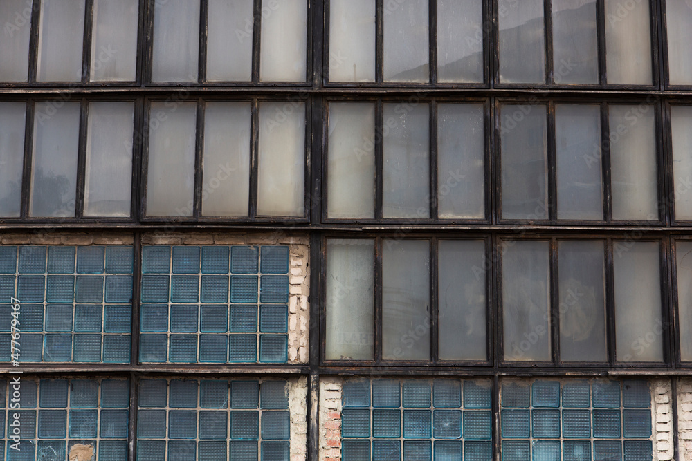 old soviet constructivist industrial building exterior facade with ...