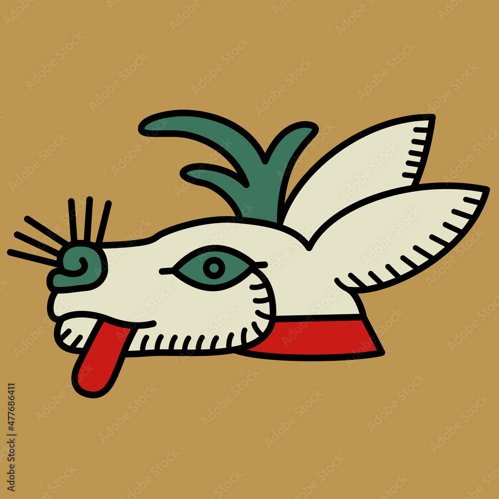 Stylized head of a deer or hare with his tongue out. Ethnic native ...
