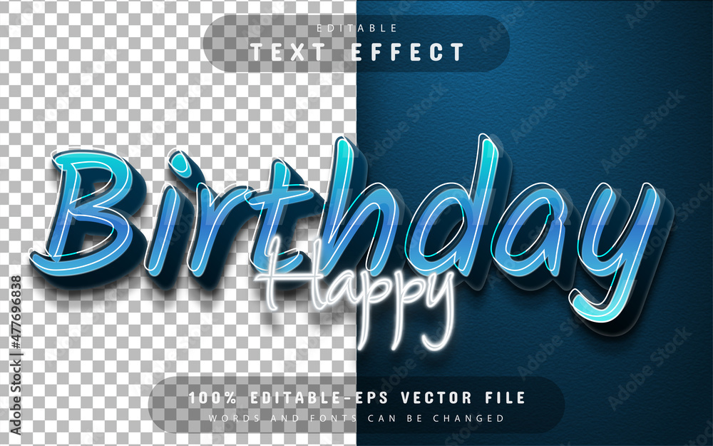 Happy birthday text effect editable Stock Vector | Adobe Stock