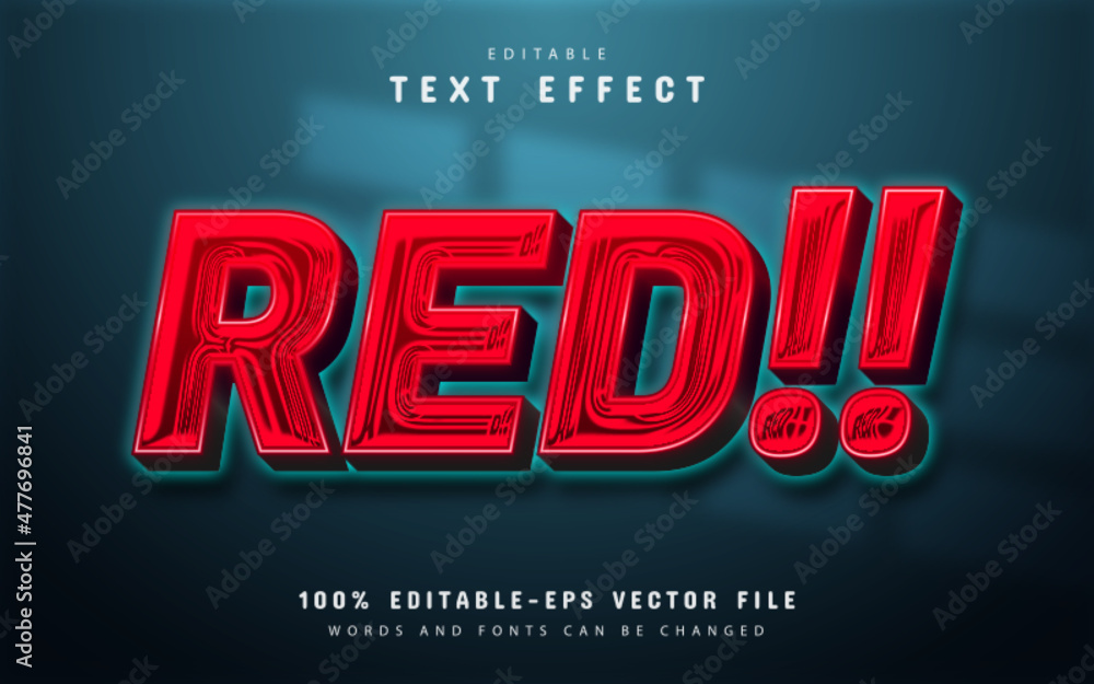 Red 3d text effect editable Stock Vector | Adobe Stock