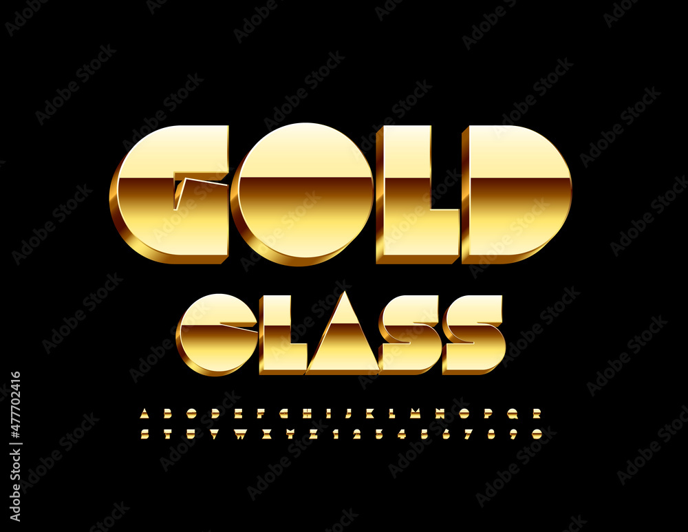 Vector chic Sign Gold Class. Unique Bold Font. Luxury Alphabet Letters ...
