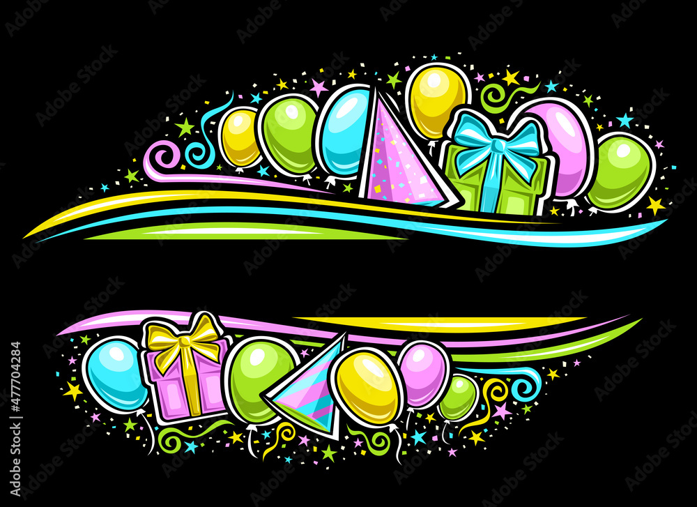 Vector Border for Happy Birthday with copy space for text, horizontal ...