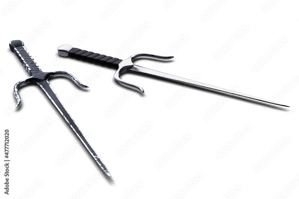 Pair of Sai - traditional okinawan weapon on a white background 3d ...