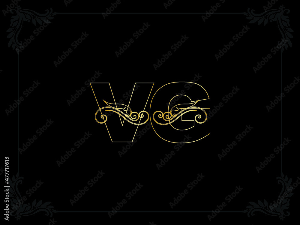 Vetor de Luxury VG Logo, Letter Vg monogram logo, gold color, luxury ...