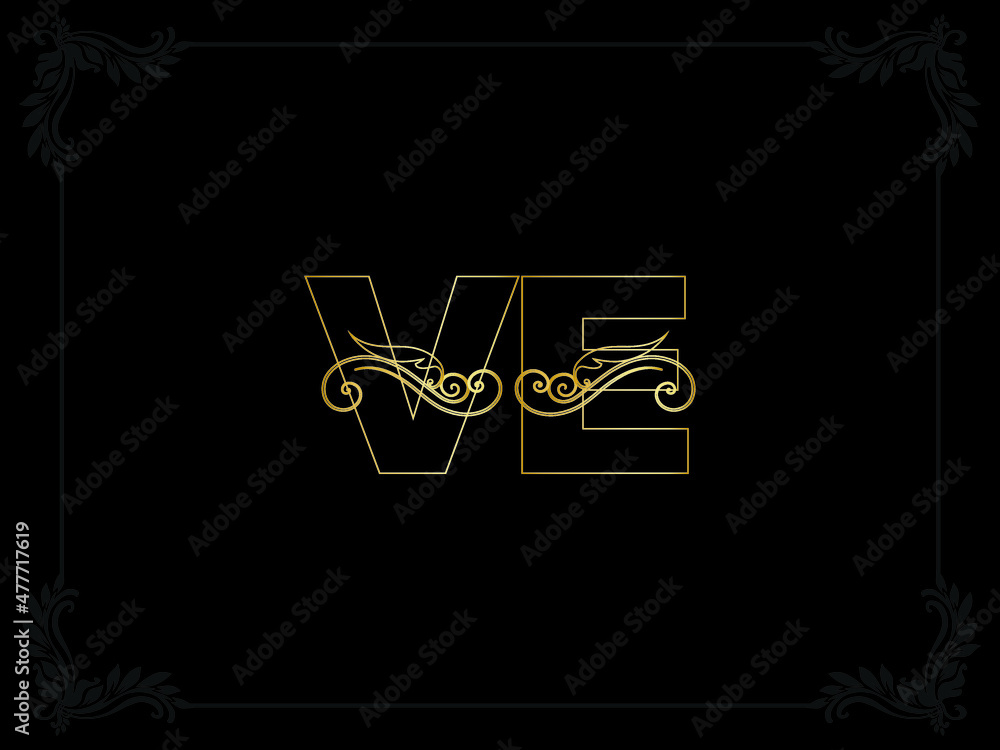 Luxury VE Logo, Letter Ve monogram logo, gold color, luxury style ...