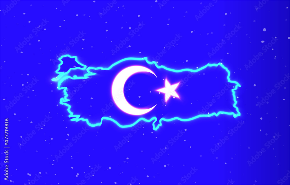 Turkish flag neon private collection with Turkey map. Download the flag ...