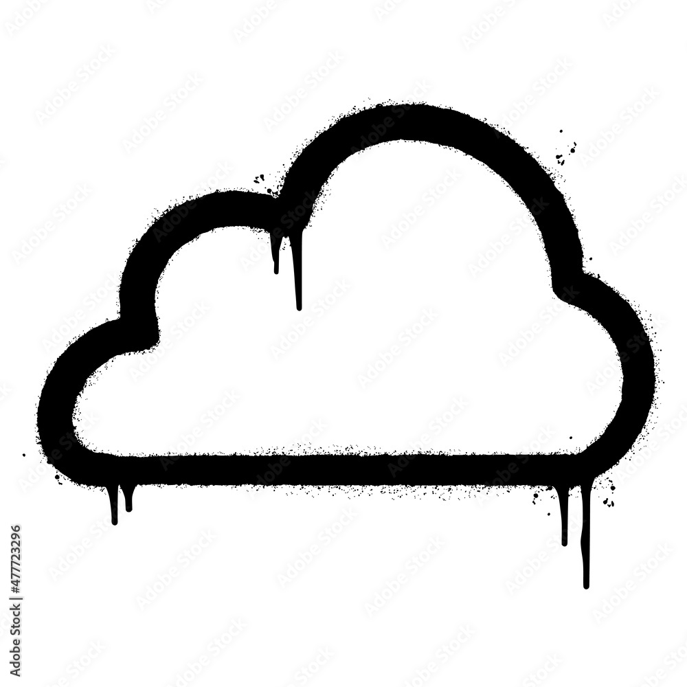 graffiti spray cloud with over spray in black over white. vector ...