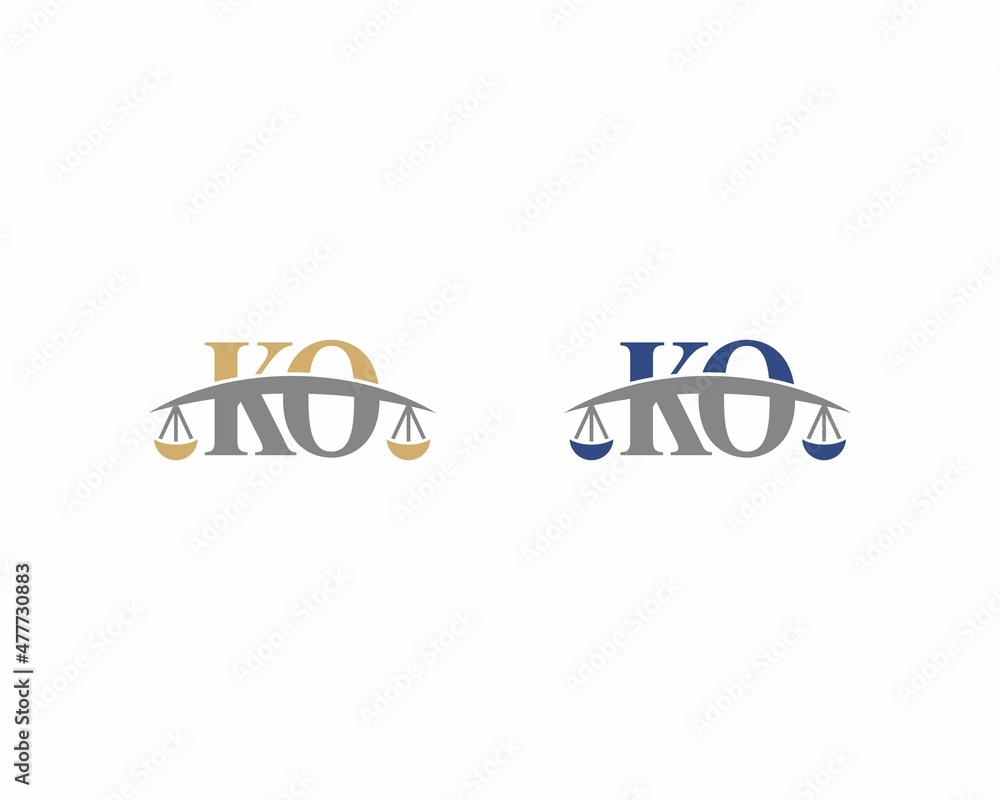 Letters KO Logo With Scale of Justice Logo Icon 001 Stock Vector ...