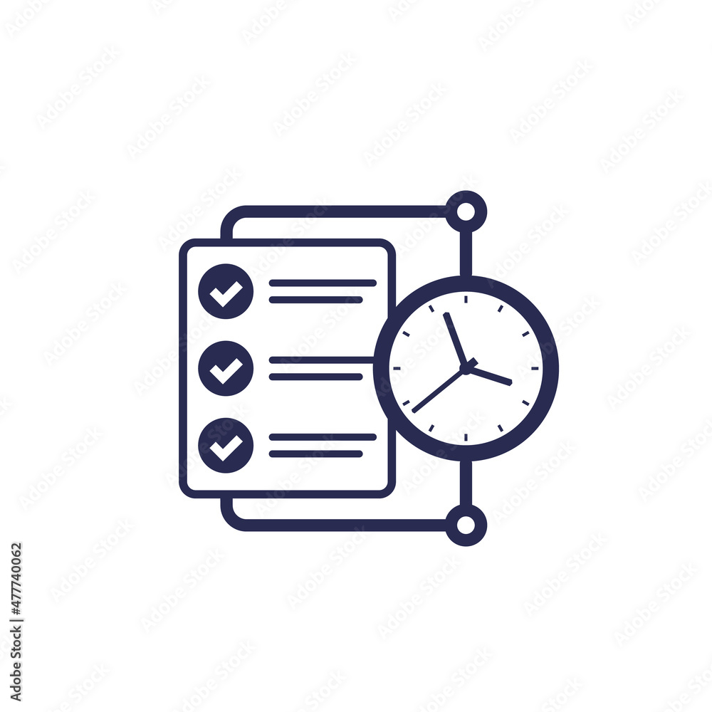 timesheet, time tracking icon on white Stock Vector | Adobe Stock
