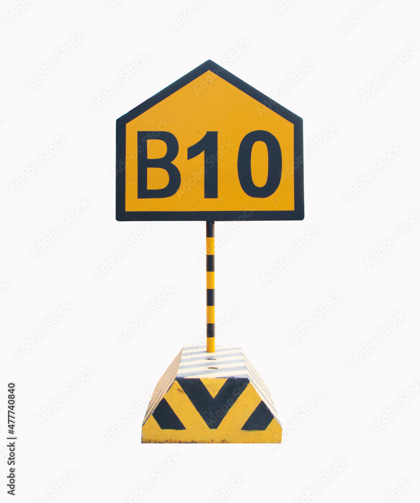 Road traffic signs yellow black B10 isolated on white background ...