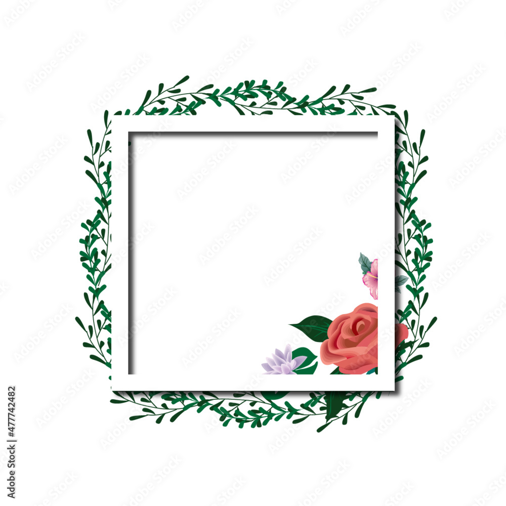 Rectangle watercolor floral wedding invitation frame border with ...
