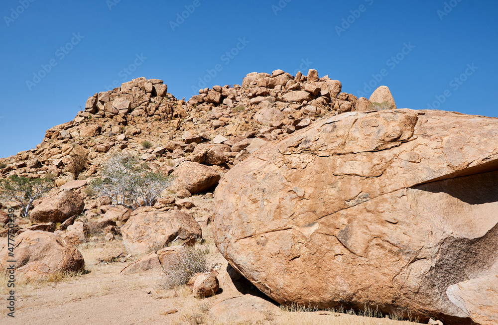 Rock formations in the valley of Twyfelfontein, Damaraland, Kunene ...