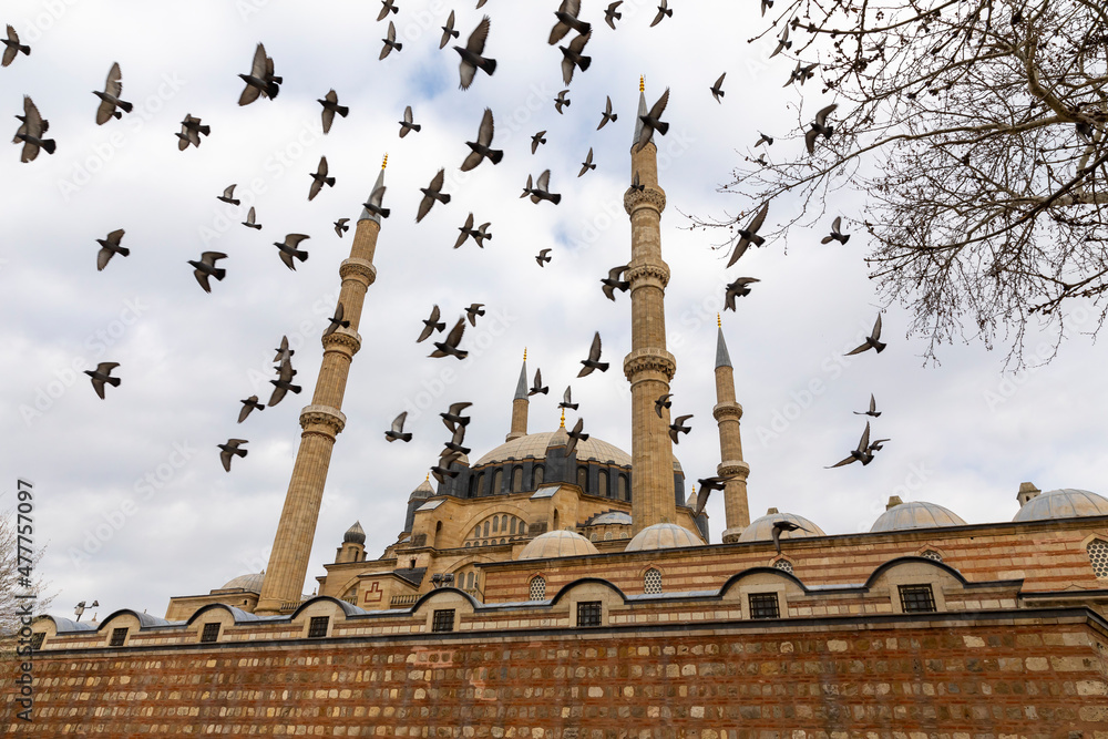 Selimiye Mosque exterior view in Edirne City of Turkey. Edirne was ...
