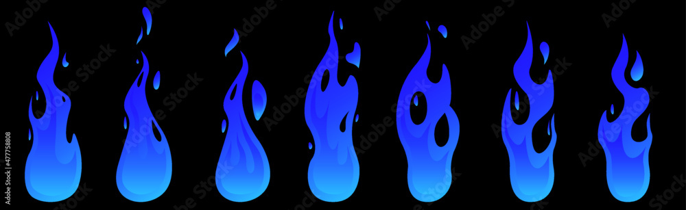 Blue flame. Fire animation sprites. Animation for game or cartoon ...