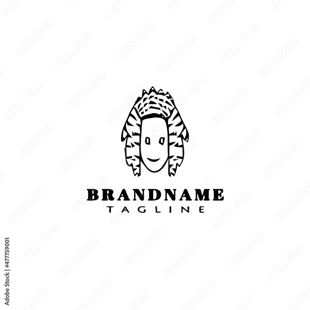 dreads logo cartoon template icon design black isolated vector ...