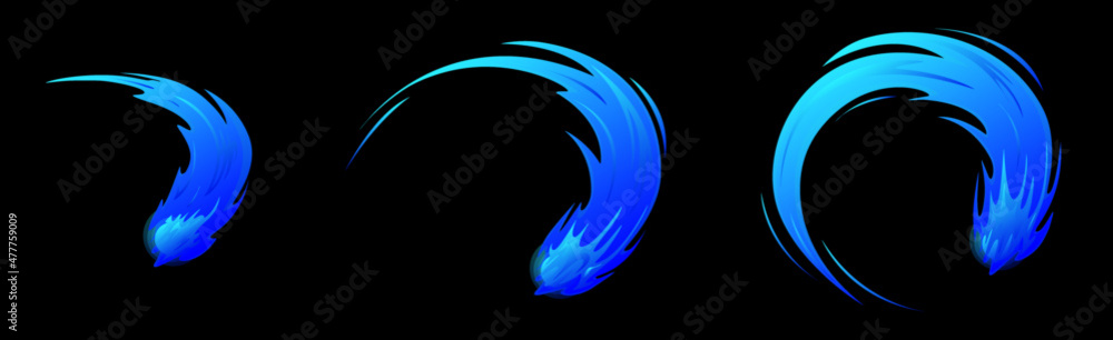 A sprite sheet for a blue sword attack, ice strike, blue flame, or ...