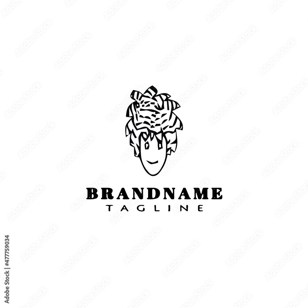 dreads logo cartoon template icon design black isolated vector ...