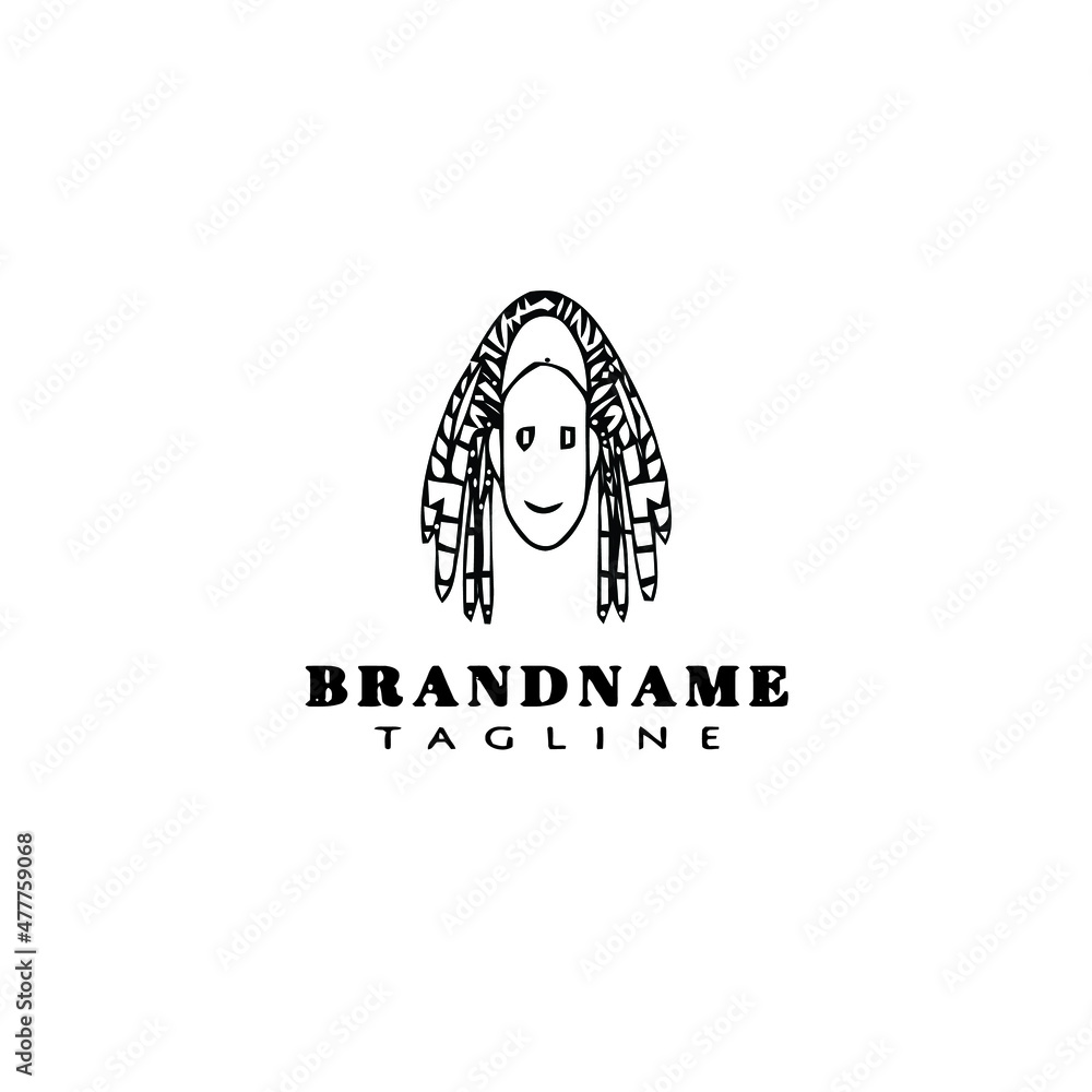 dreads logo cartoon template icon design black isolated vector ...