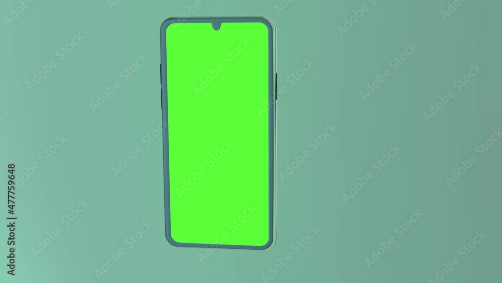 Grey smartphone with green screen video. Cellphone with place for ...