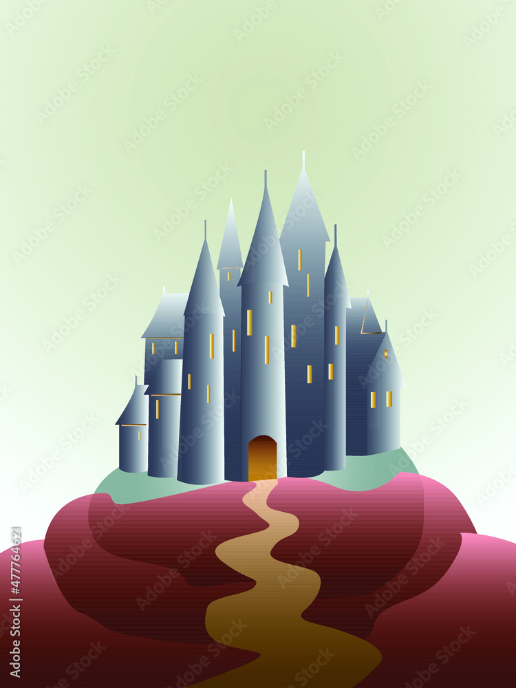 vector illustration depicting an ancient castle in a cartoon style for ...