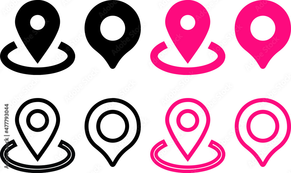 location map pin icon set. location icon design. set of location icons ...