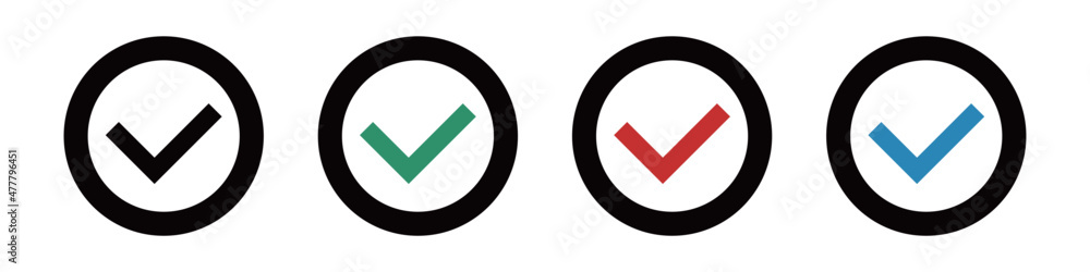 Check mark or tick icons. Icons for tasks and tests. Vectors. Stock ...