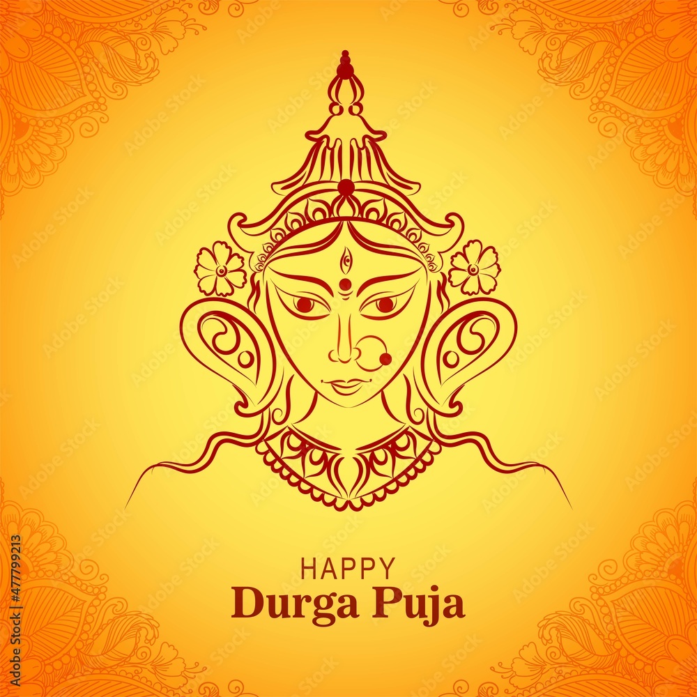 Artistic durga pooja face for indian festival card background Stock ...