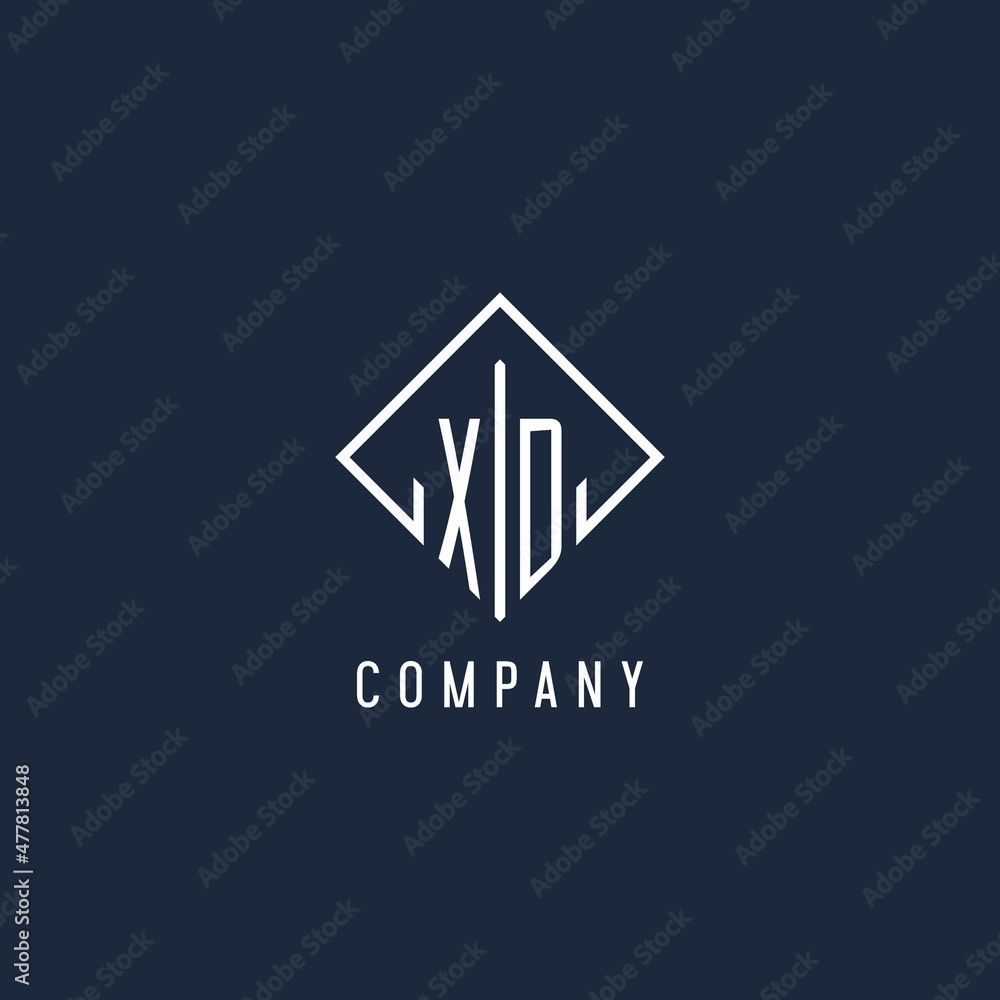 XD initial logo with luxury rectangle style design Stock Vector | Adobe ...