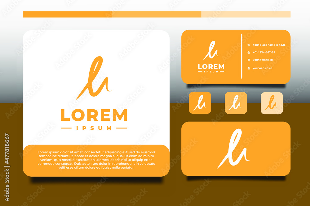 Letter l logo design template, with business card design Stock Vector ...