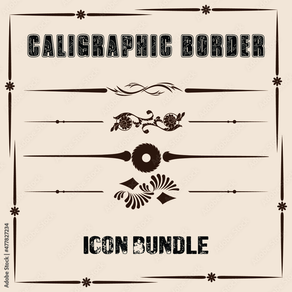 Calligraphic Vector Border Design Stock Vector | Adobe Stock