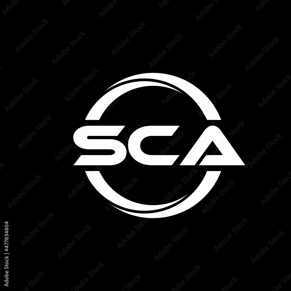SCA letter logo design with black background in illustrator, vector ...