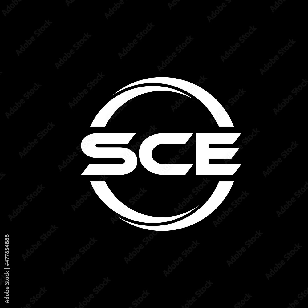 Vecteur Stock SCE letter logo design with black background in ...