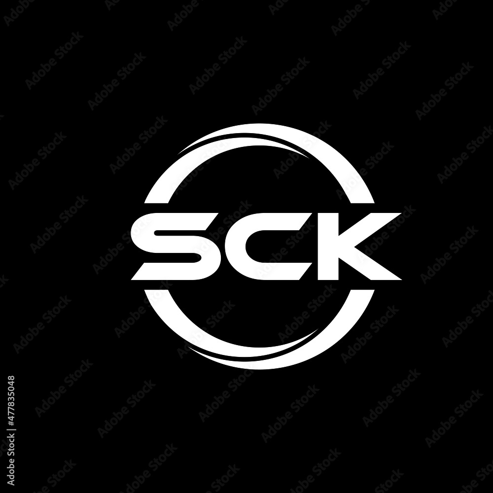 SCK letter logo design with black background in illustrator, vector ...