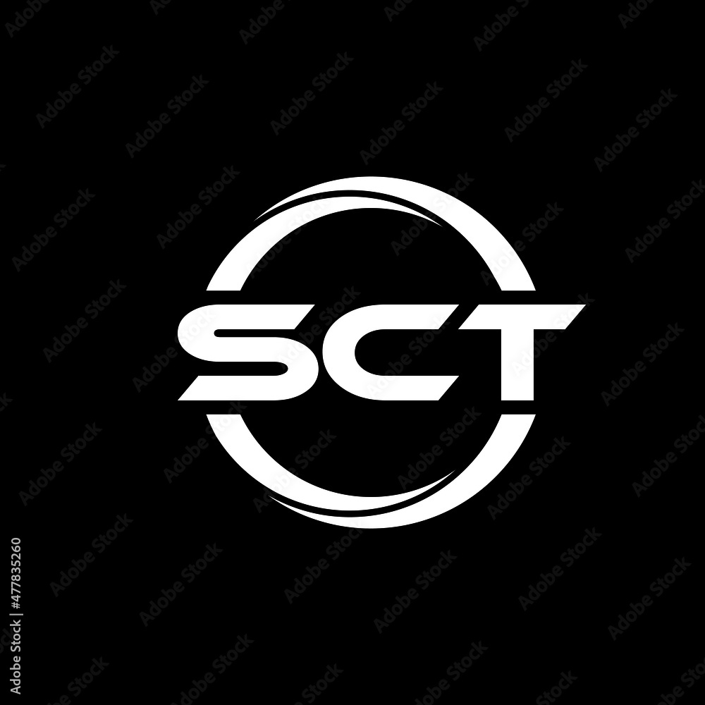 SCT letter logo design with black background in illustrator, vector ...