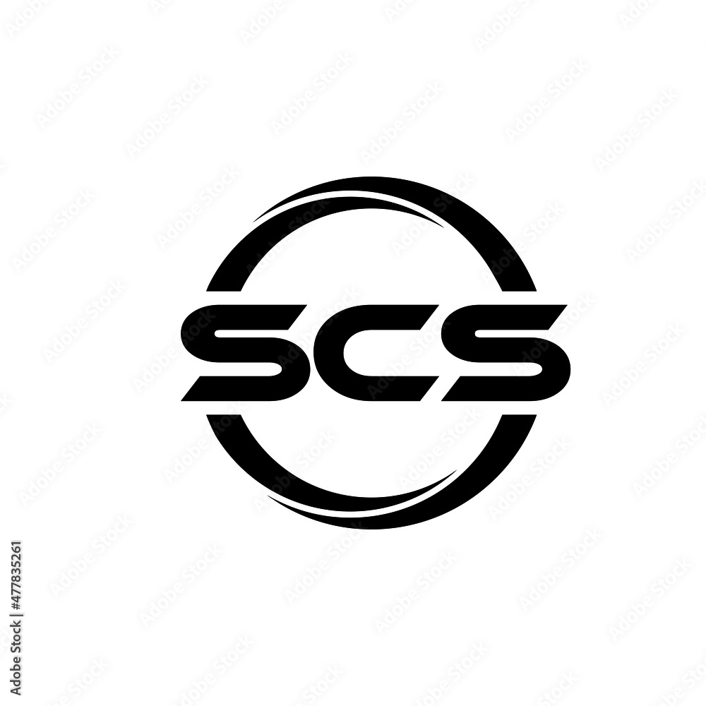 SCS letter logo design with white background in illustrator, vector ...