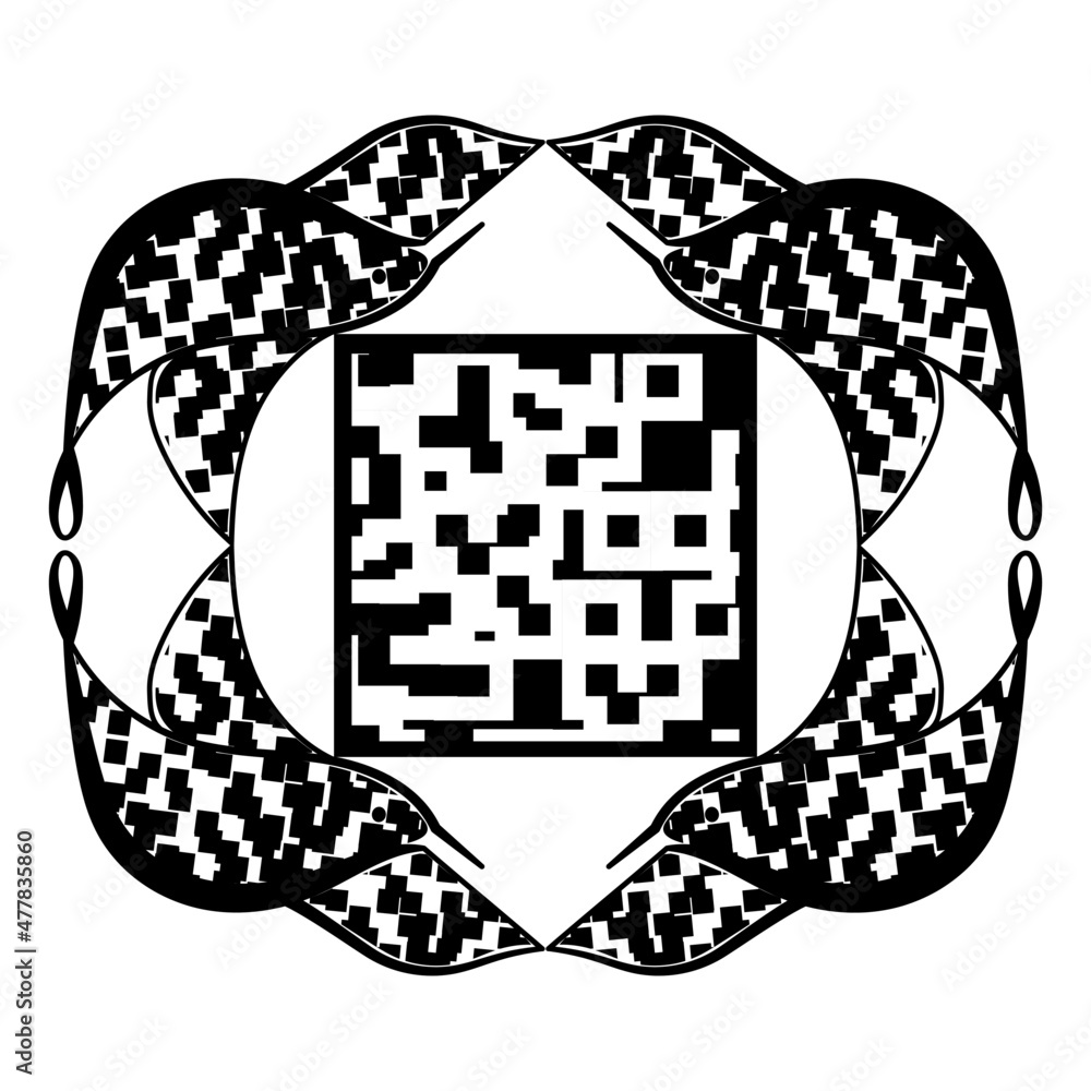 abstract qr code sign in a stylized frame. coded birds . isolated image ...