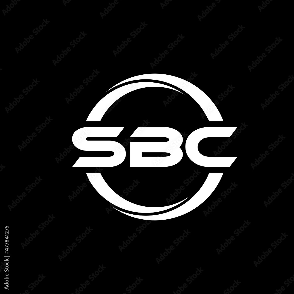 SBC letter logo design with black background in illustrator, vector ...