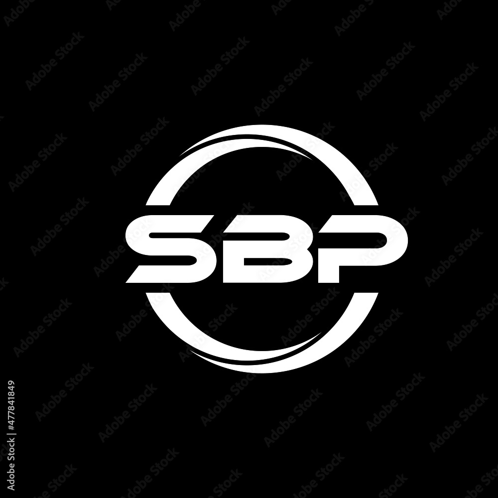 SBP letter logo design with black background in illustrator, vector ...