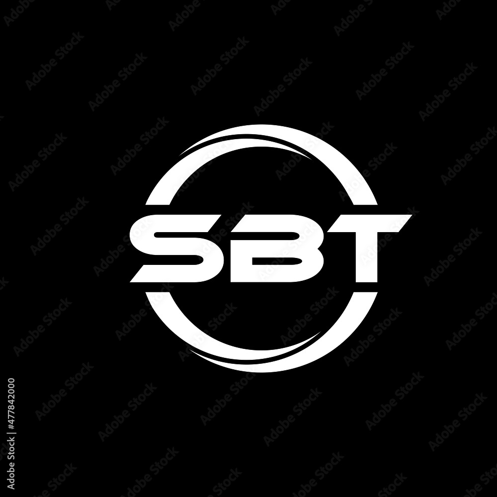 SBT letter logo design with black background in illustrator, vector ...