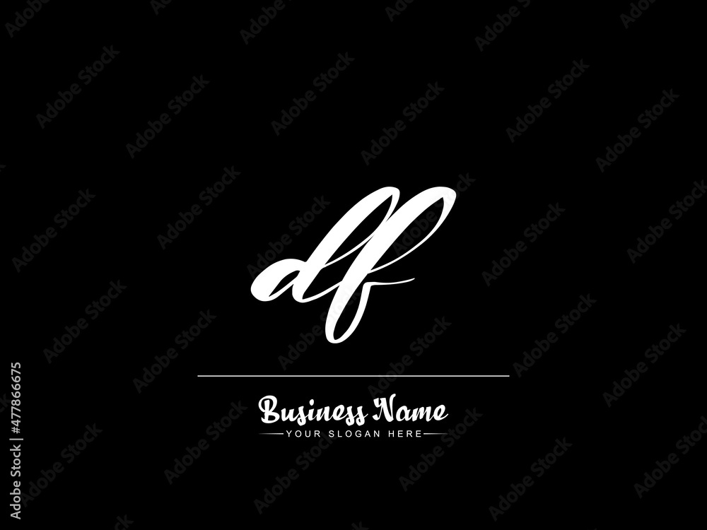 Signature DF handwriting minimalist geometric logo, Initial Df letter ...