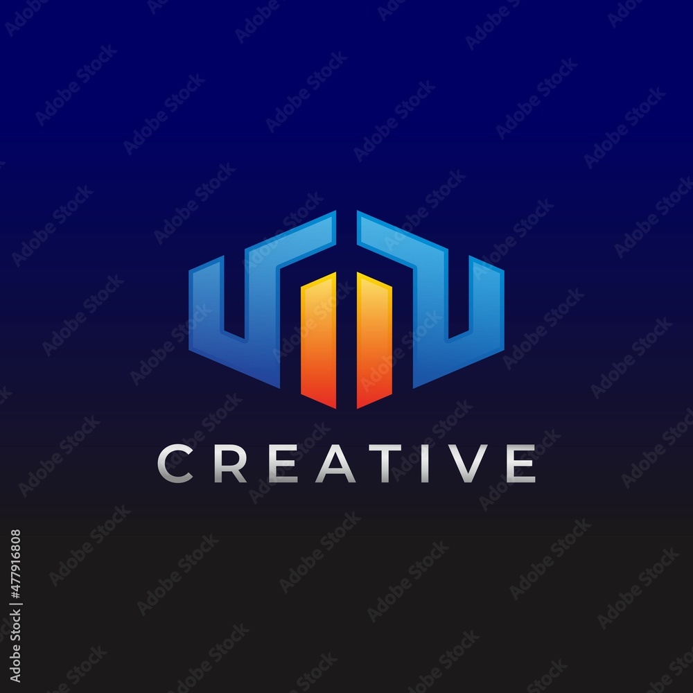 Simple vector logo in modern style. UMU lettering logo design on dark ...