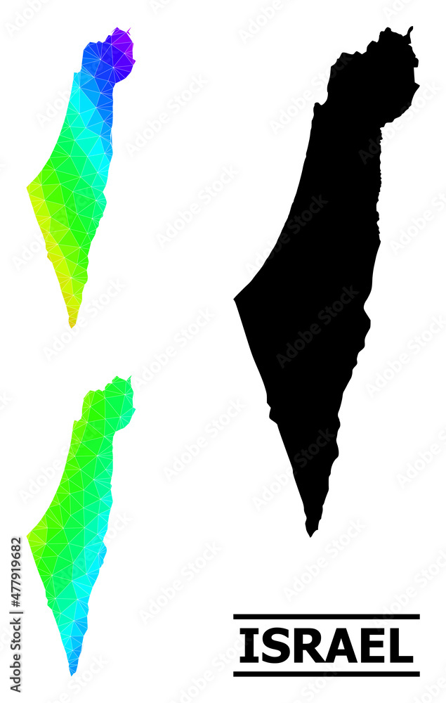 Vector low-poly rainbow colored map of Israel with diagonal gradient ...