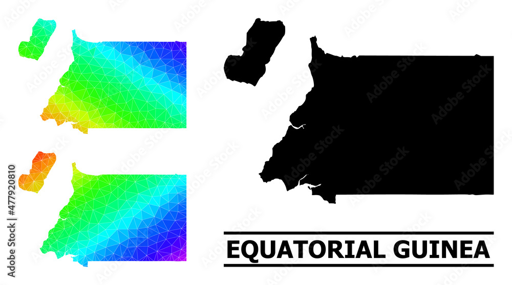 Vector lowpoly rainbow colored map of Equatorial Guinea with diagonal ...