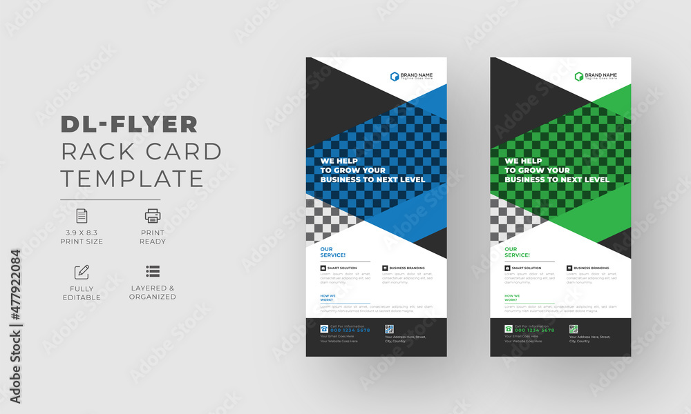 Modern creative corporate business dl flyer or rack card layout concept ...
