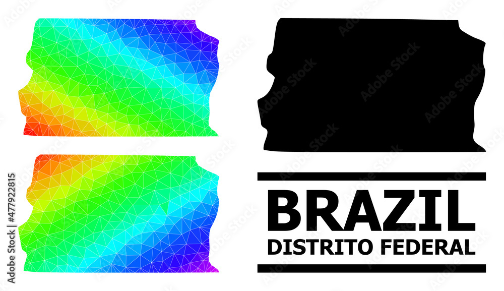 Vector lowpoly rainbow colored map of Brazil - Distrito Federal with ...
