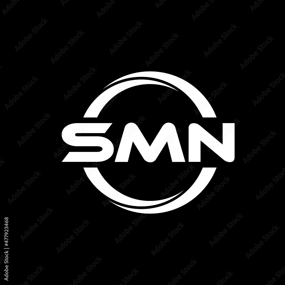 Vecteur Stock SMN letter logo design with black background in ...
