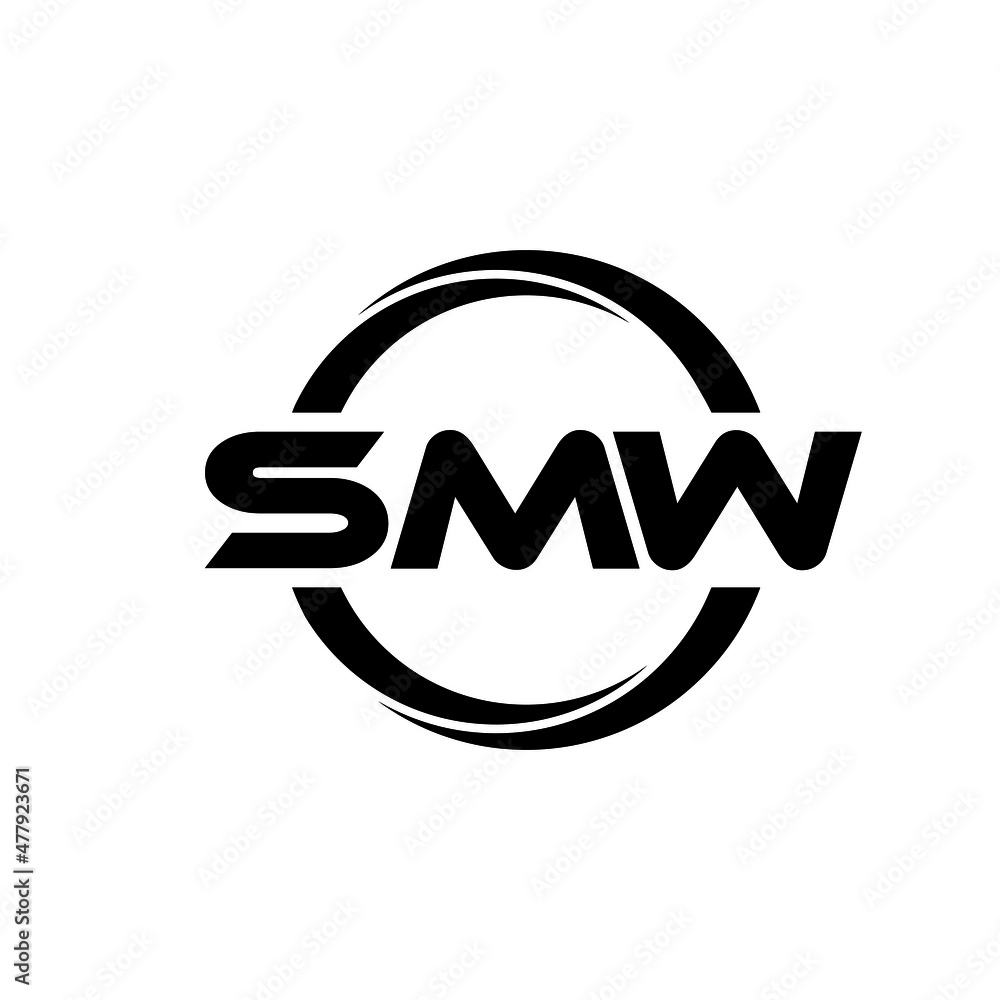 SMW letter logo design with white background in illustrator, vector ...