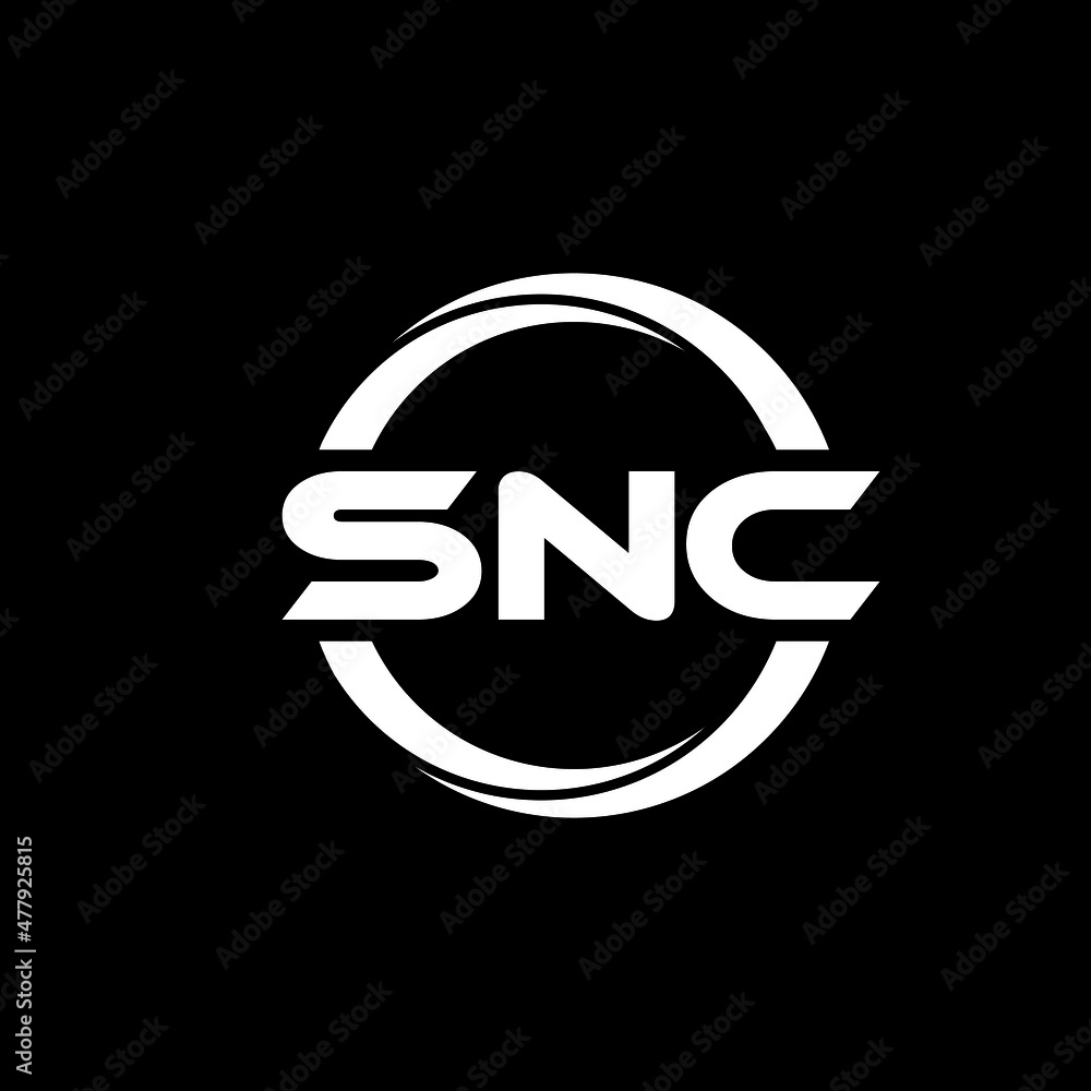 Vecteur Stock SNC letter logo design with black background in ...