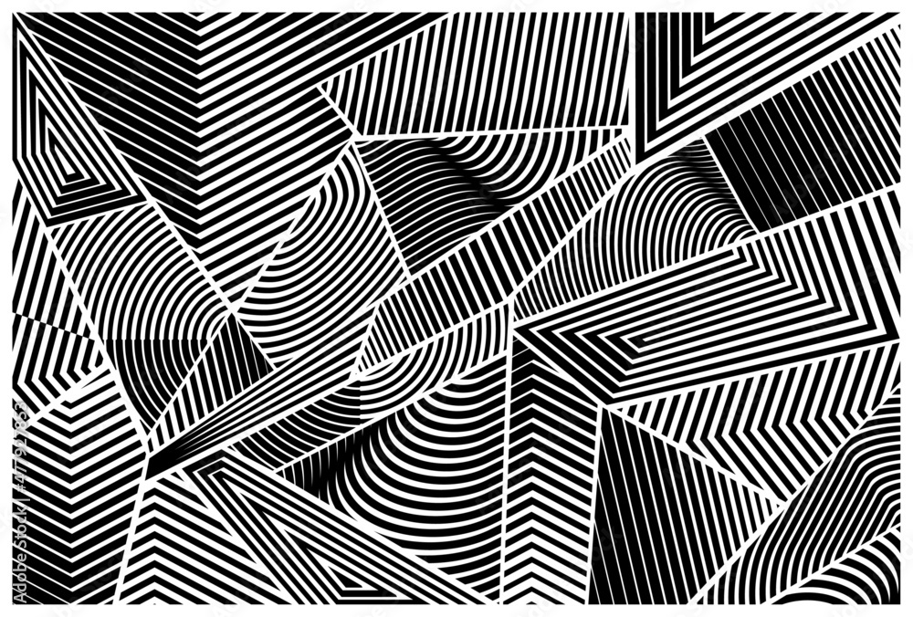black and white abstract lines Stock Vector | Adobe Stock