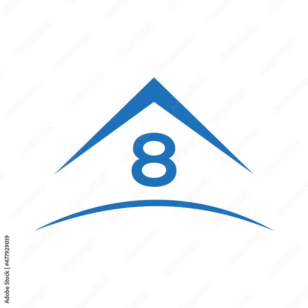 8 logo with real estate house building roof, template. Victor Stock ...